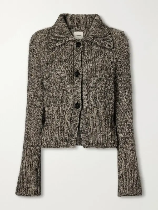 Khaite Takeo Cashmere, Mohair And Silk-blend Mélange Cardigan - Gray
