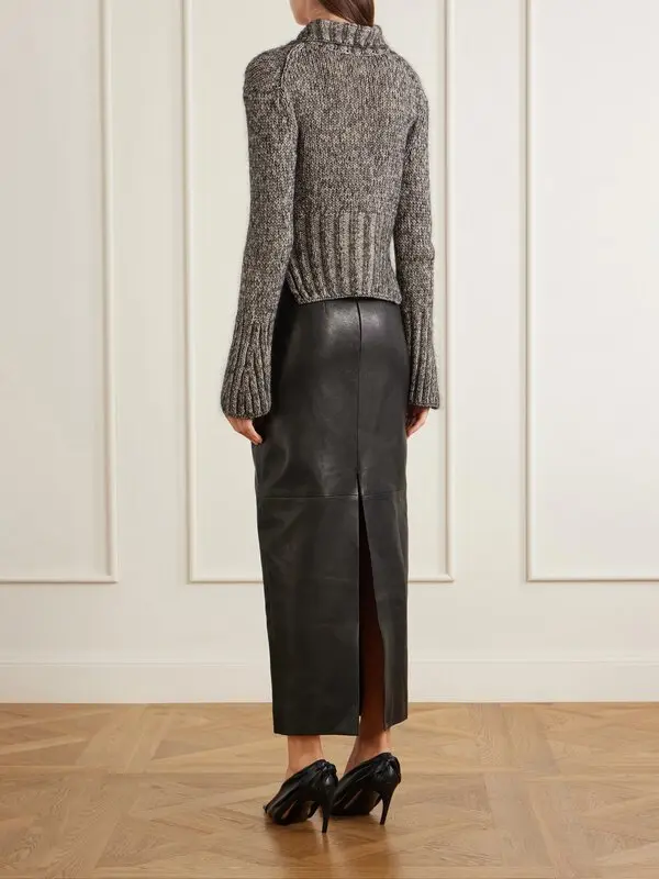 Khaite Takeo Cashmere, Mohair And Silk-blend Mélange Cardigan - Gray