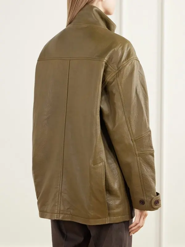 JAMIE HALLER The Minimal Oversized Paneled Textured-leather Jacket