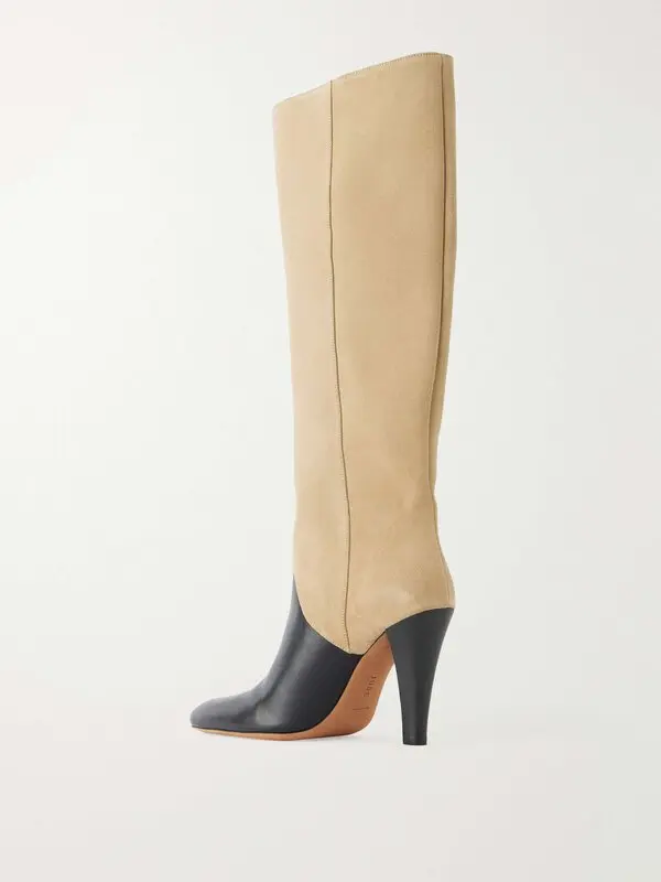 JUDE Edita 100 Two-tone Leather And Suede Knee Boots