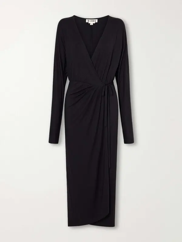 Eterne Daria Draped Stretch-modal Jersey Midi Wrap Dress