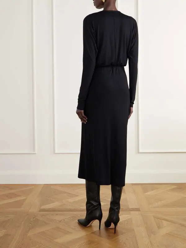 Eterne Daria Draped Stretch-modal Jersey Midi Wrap Dress