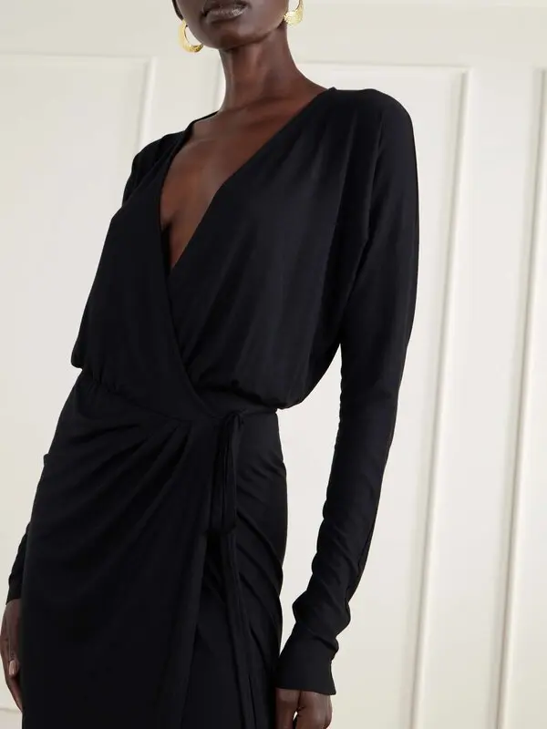 Eterne Daria Draped Stretch-modal Jersey Midi Wrap Dress