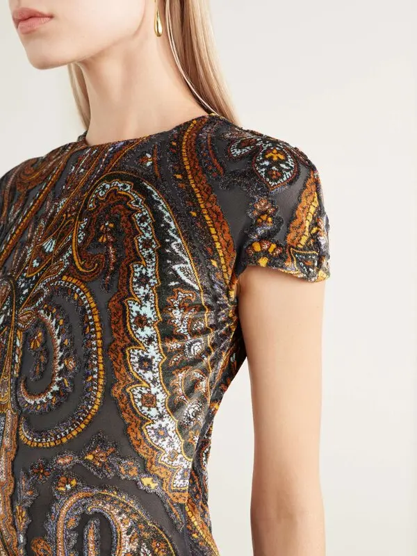 Etro Open-back Paisley Devoré-velvet Maxi Dress