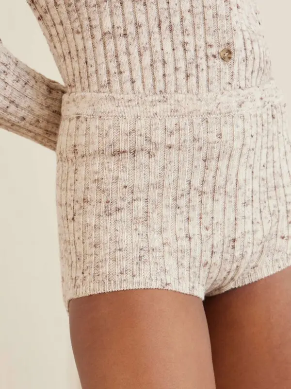 DÔEN Tavia Mélange Wool-blend Shorts - Ecru