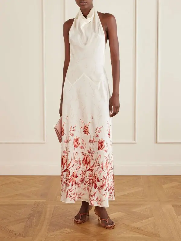 DÔEN Ismerie Halterneck Floral-print Silk Maxi Dress - Multi