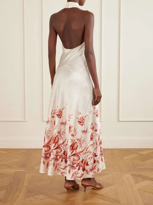 DÔEN Ismerie Halterneck Floral-print Silk Maxi Dress - Multi