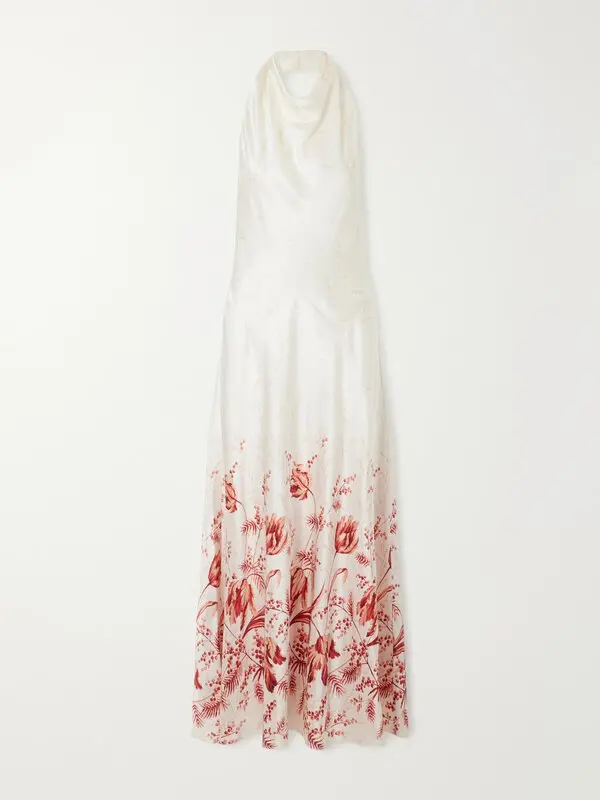 DÔEN Ismerie Halterneck Floral-print Silk Maxi Dress - Multi