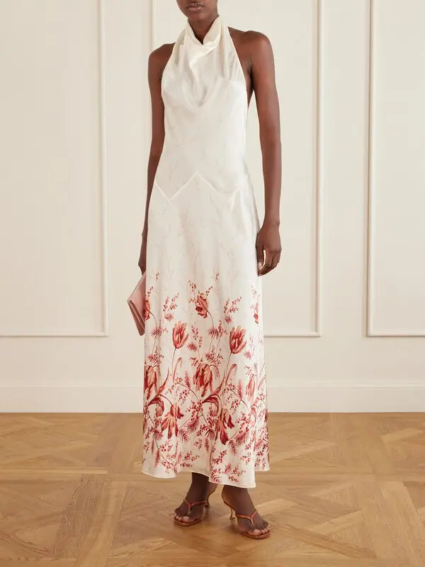 DÔEN Ismerie Halterneck Floral-print Silk Maxi Dress - Multi