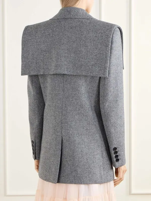 Chloé Cape-effect Wool-blend Chiné Blazer