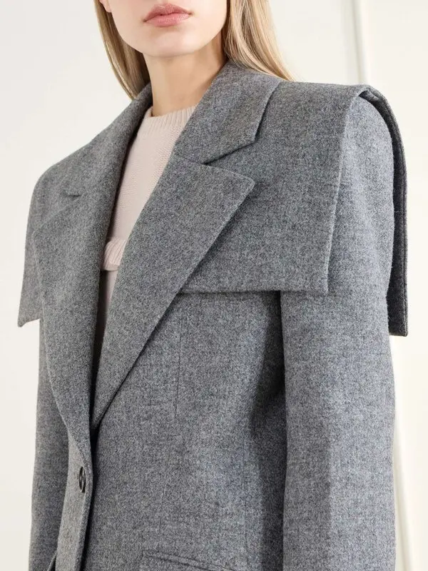 Chloé Cape-effect Wool-blend Chiné Blazer