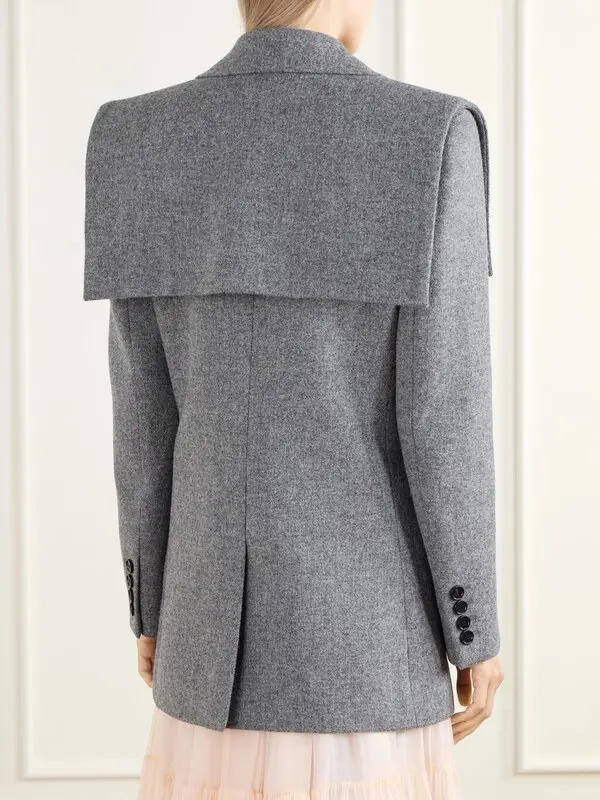 Chloé Cape-effect Wool-blend Chiné Blazer