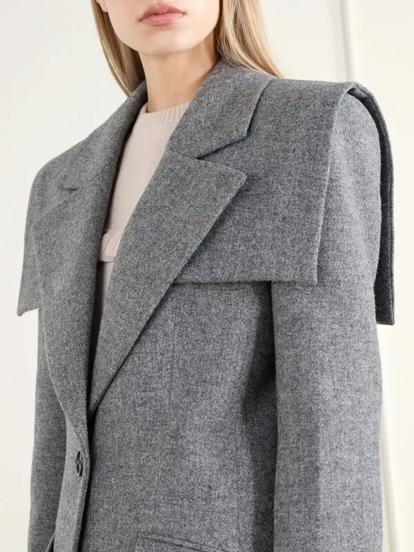 Chloé Cape-effect Wool-blend Chiné Blazer