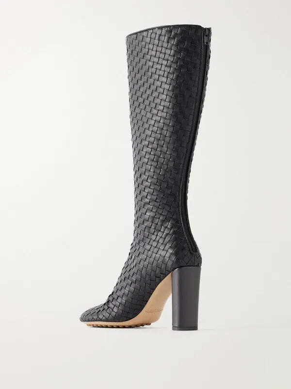 Bottega Veneta Cherry 90 Intrecciato Leather Knee Boots
