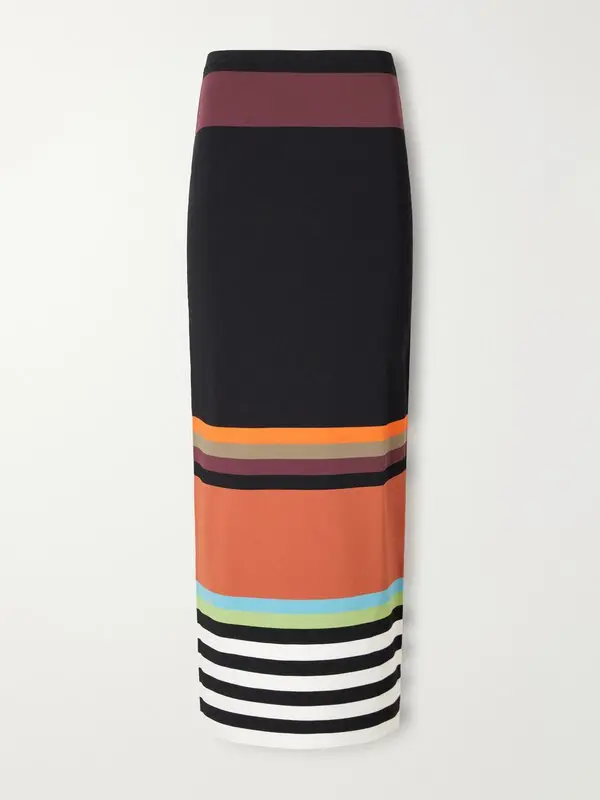 Christopher John Rogers Striped Stretch-jersey Midi Skirt