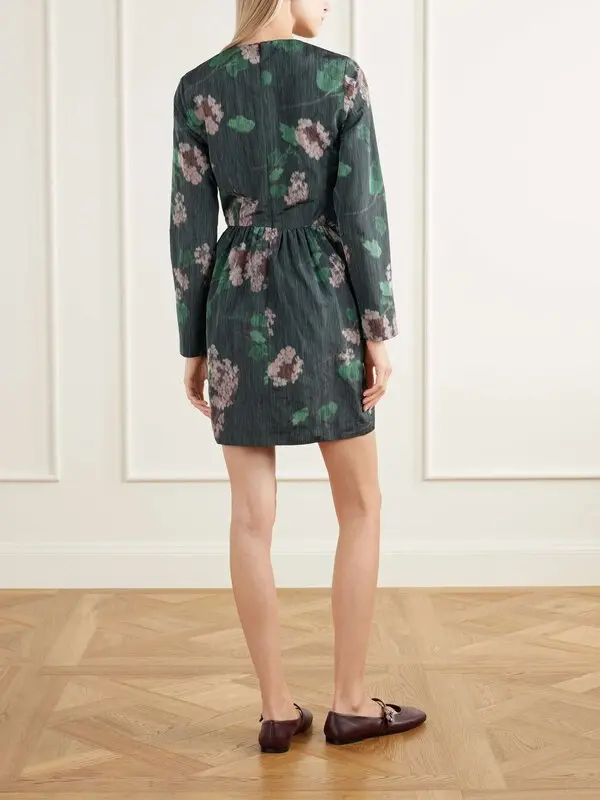 Bernadette Lennie Gathered Floral-print Taffeta Mini Dress