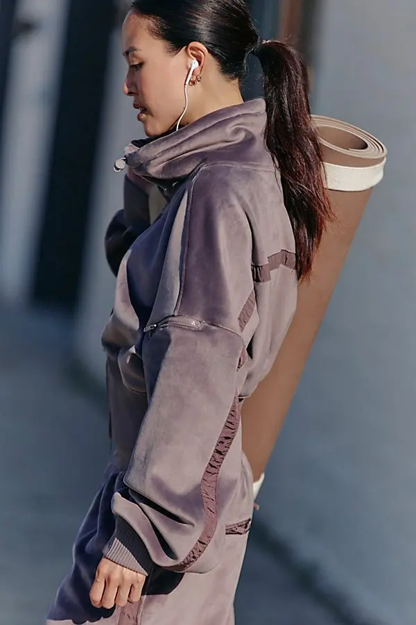 Free People Haven Plush Performance Zip-up - Eclipse