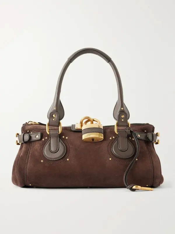 Chloé Paddington Leather-trimmed Suede Shoulder Bag