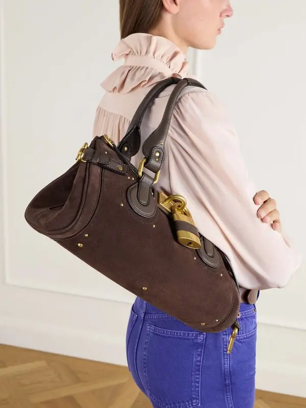 Chloé Paddington Leather-trimmed Suede Shoulder Bag