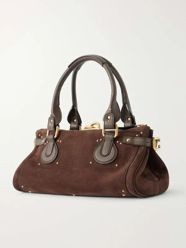Chloé Paddington Leather-trimmed Suede Shoulder Bag