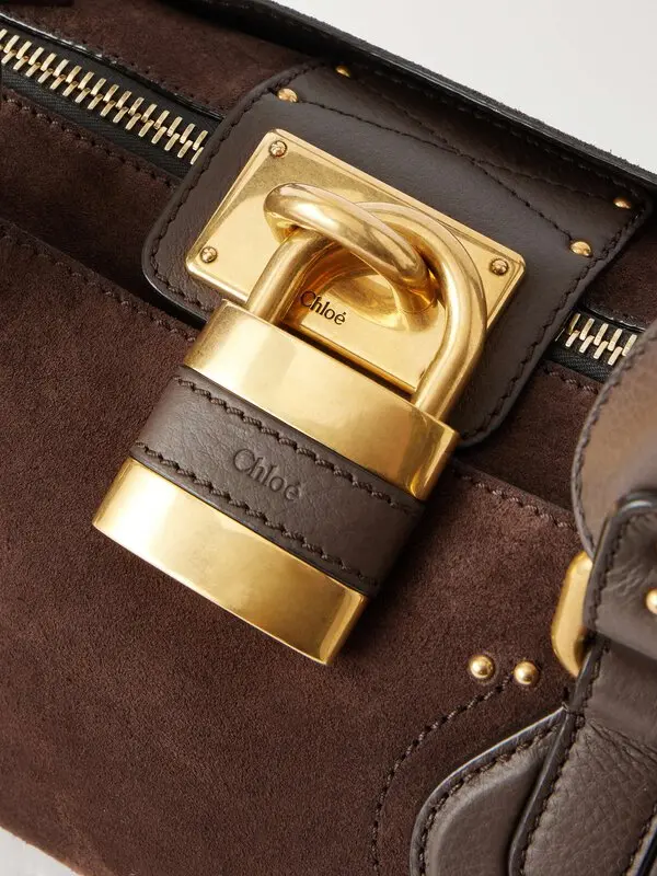 Chloé Paddington Leather-trimmed Suede Shoulder Bag