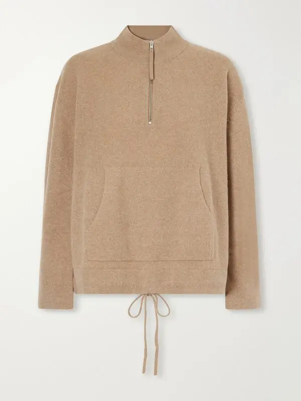 LESET Jesse Drawstring Wool Half-zip Sweatshirt - Neutrals
