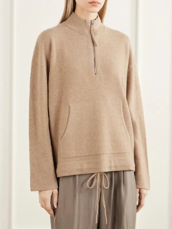 LESET Jesse Drawstring Wool Half-zip Sweatshirt - Neutrals