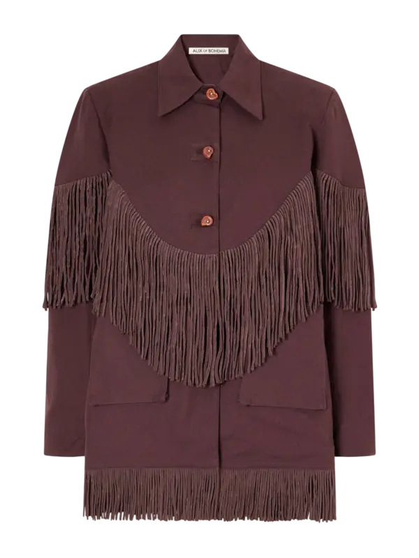 Alix Of Bohemia Bead-embellished Fringe-trimmed Cotton-twill Jacket - Brown
