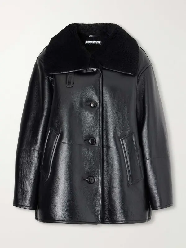 Acne Studios Paneled Shearling-trimmed Leather Coat