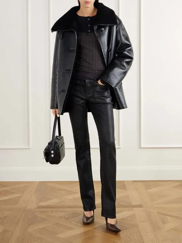 Acne Studios Paneled Shearling-trimmed Leather Coat