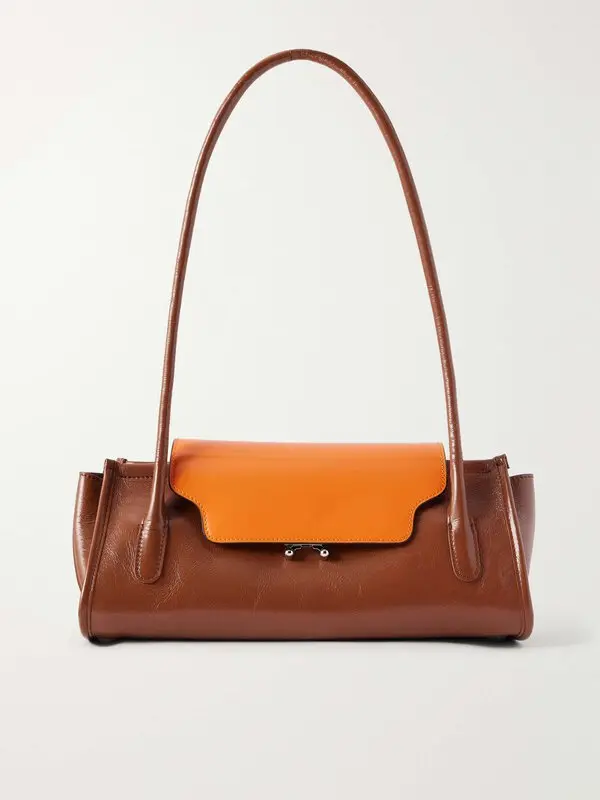 Marni Trunkette Crinkled Leather Shoulder Bag