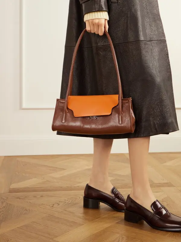 Marni Trunkette Two-tone Crinkled Leather Shoulder Bag - Brown