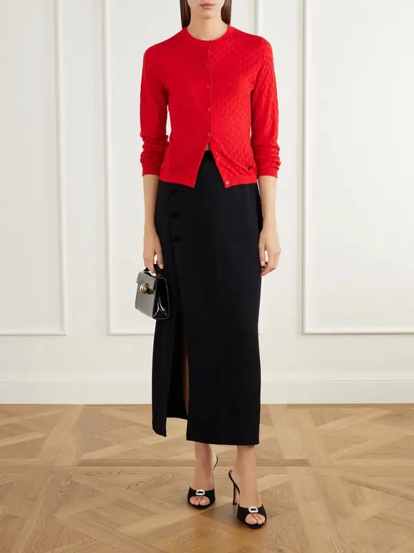 Bernadette Kira Embroidered Pointelle-knit Silk, Wool And Cashmere-blend Cardigan