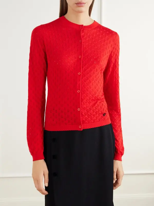 Bernadette Kira Embroidered Pointelle-knit Silk, Wool And Cashmere-blend Cardigan
