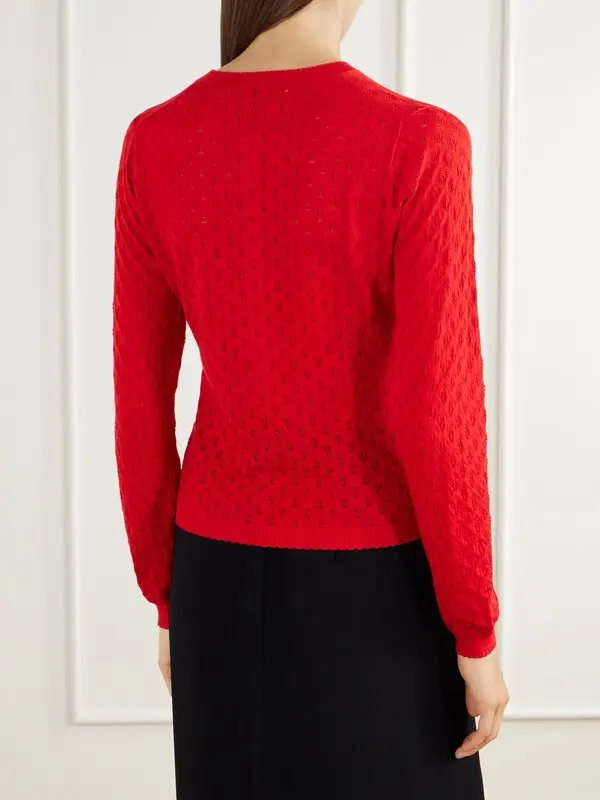 Bernadette Kira Embroidered Pointelle-knit Silk, Wool And Cashmere-blend Cardigan