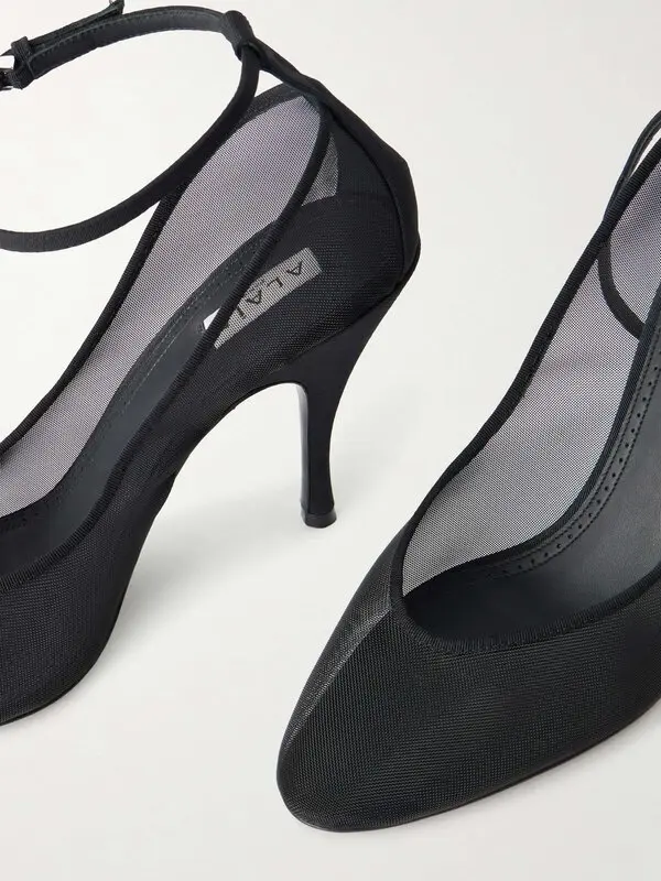 Alaïa 100 Grosgrain-trimmed Tulle Pumps