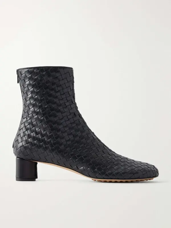 Bottega Veneta Cherry 45 Intrecciato Leather Ankle Boots