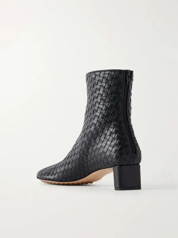 Bottega Veneta Cherry 45 Intrecciato Leather Ankle Boots