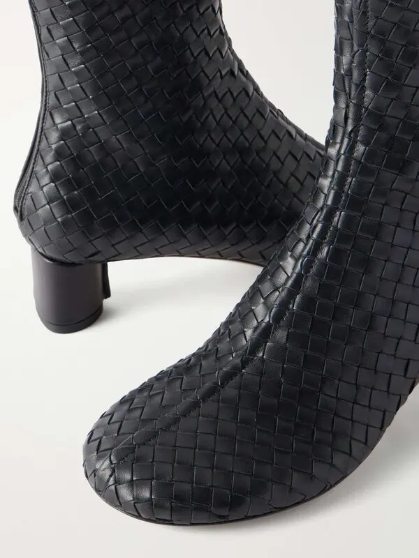 Bottega Veneta Cherry 45 Intrecciato Leather Ankle Boots