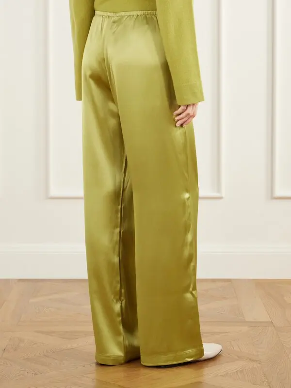 LESET Barb Satin Wide-leg Pants - Green