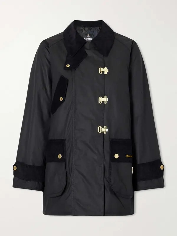 Barbour Felton Corduroy-trimmed Waxed Cotton-canvas Jacket