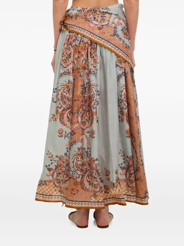 Zimmermann Aster Printed Silk Skirt - Multicolor