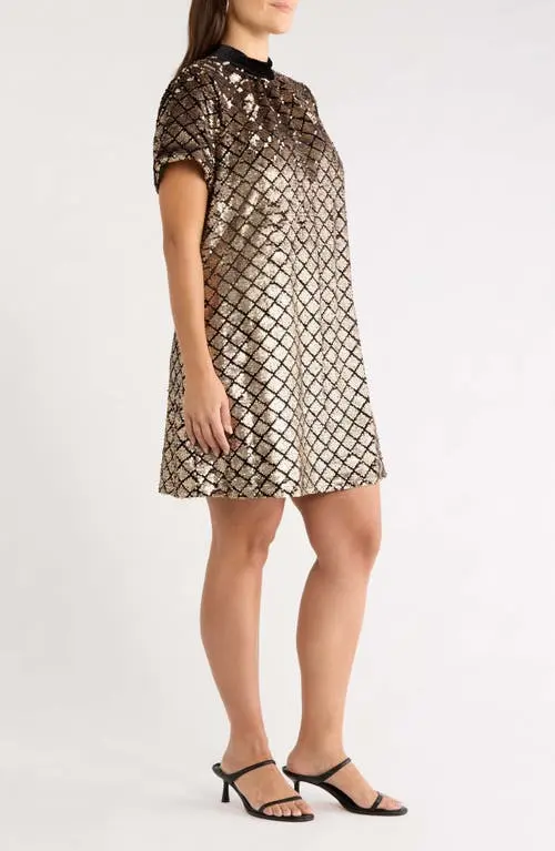 SUGARLIPS Sequined Mock Neck Shift Dress