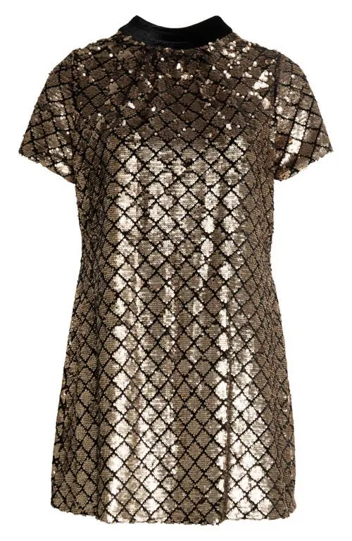 SUGARLIPS Sequined Mock Neck Shift Dress