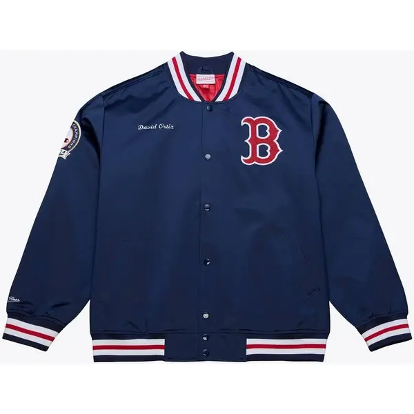 Mitchell & Ness David Ortiz Boston Red Sox Legends Collection Lightweight Satin Full-snap Jacket - Navy