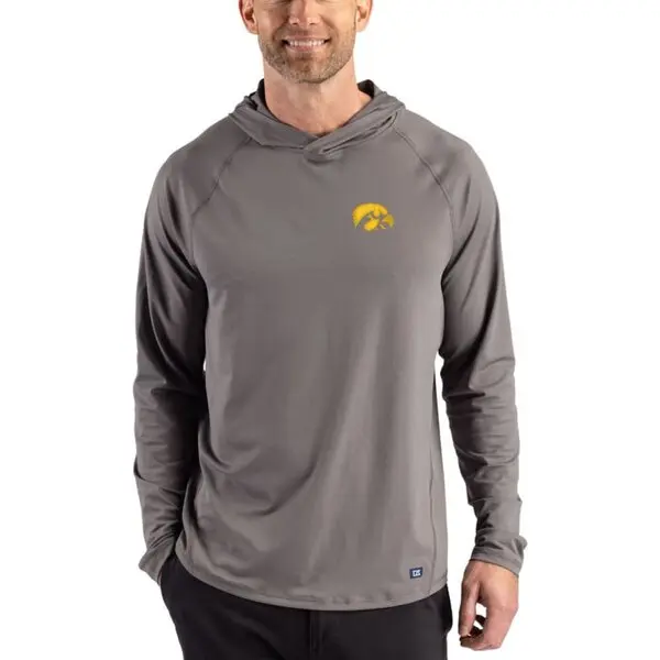 Cutter & Buck Iowa Hawkeyes Prospect Recycled Featherlight Stretch Hoodie - Gray