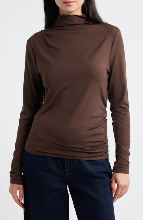 Veronica Beard Mylie Mock Neck Knit Top - Espresso