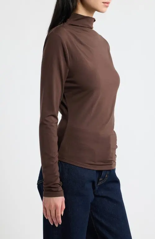 Veronica Beard Mylie Mock Neck Knit Top - Espresso