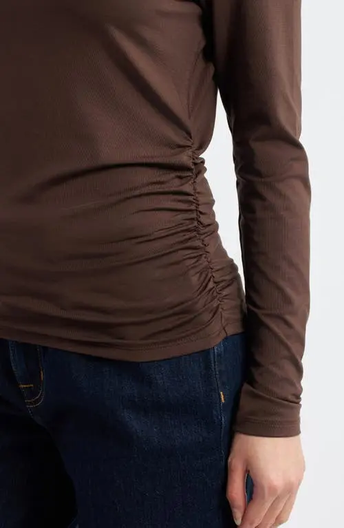 Veronica Beard Mylie Mock Neck Knit Top - Espresso