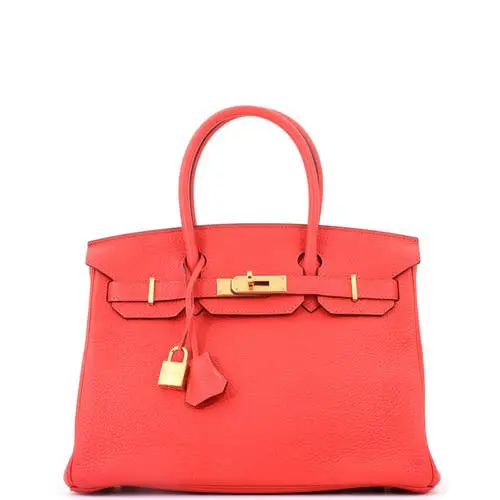 Hermès Birkin Handbag Clemence With Gold Hardware 30
